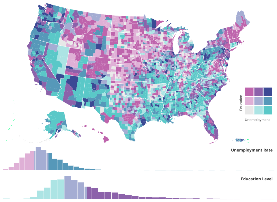 Bivariate Choropleth with Histograms | VizHub